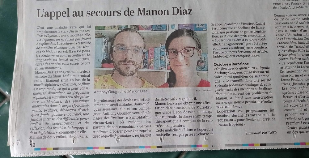 Appel au Secours Manon Diaz-Arnold Chiari Syringomyelie Alternative